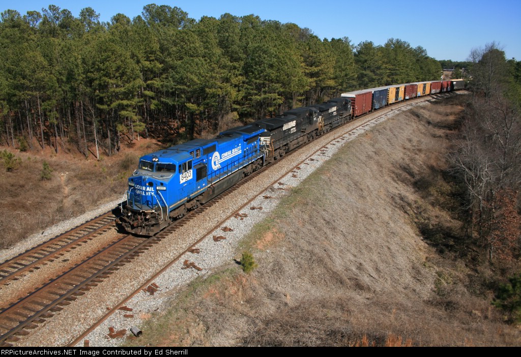 NS 153 with NS 8403 rolls through Sewell